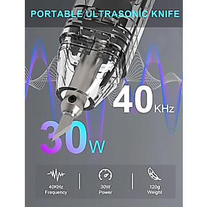 Generic Portable Ultrasonic Cutter 30W 40KHZ for Leather 3D Printing Plastic DIY Cutting, with 40pcs Replacement Knife and Fixtures, Black