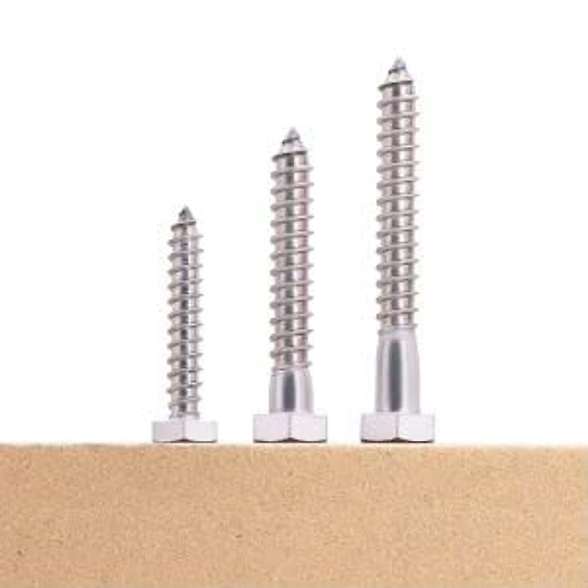 3/8 x 4-1/2" (8 pcs) Hex Lag Screws, 304 Stainless Steel 18/8, Hexagon Head Lag Bolts, Hex Head Wood Screws