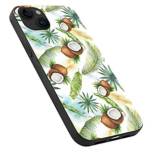 Niapessel Compatible with iPhone 15 Plus Case Coconut and Palm Trees Print Shockproof Protective Phone Cases Slim Thin Cover TPU for Women Men Boys Girls