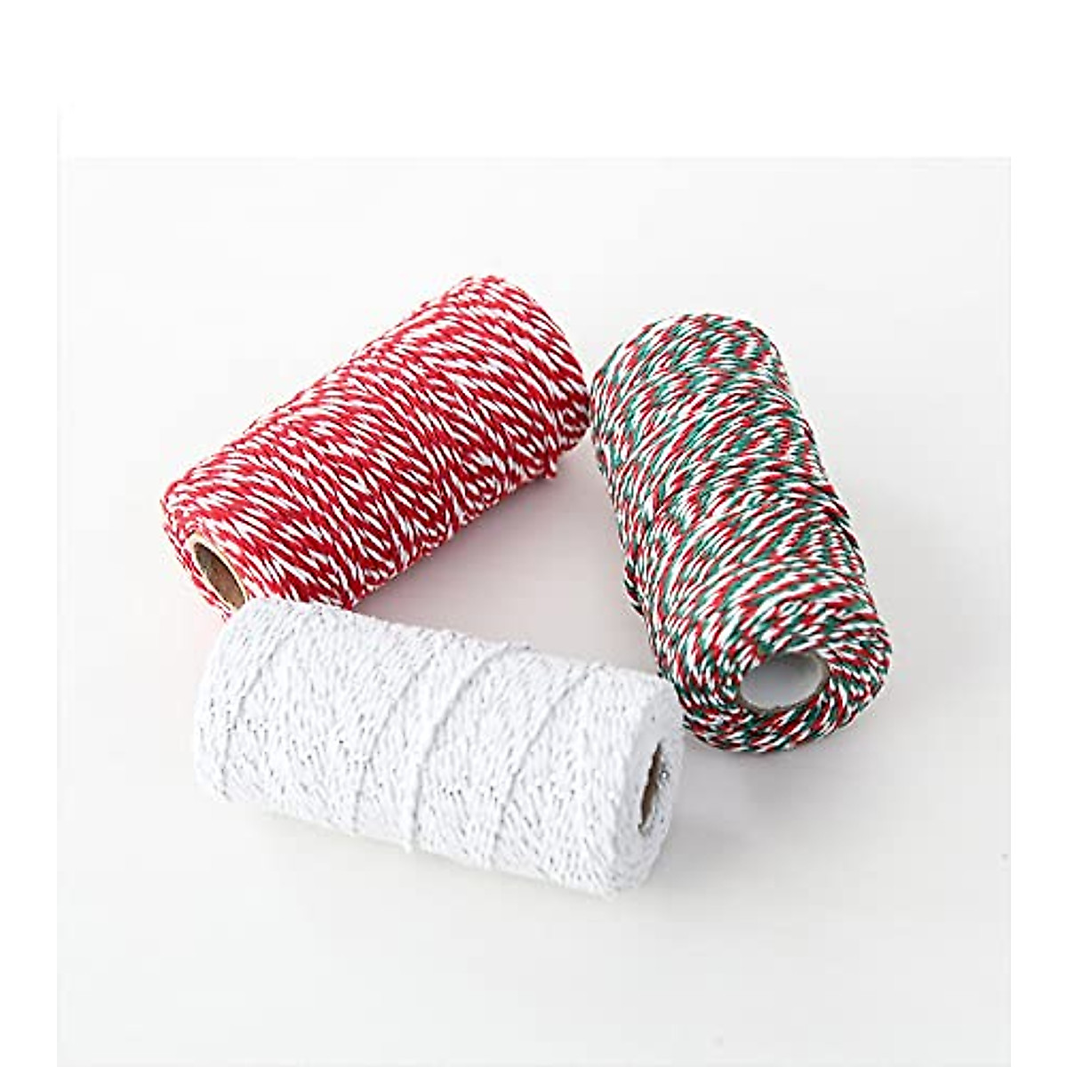 Twine String,328 Feet Christmas Twines White Gold Rope Bakers String Rope Craft Making Knitting Butchers Twine DIY packing, room decoration(White and gold)