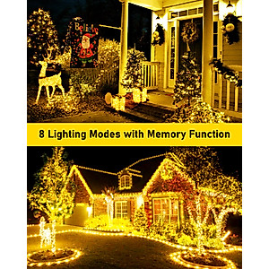 KNONEW 532FT Outdoor Christmas Fairy Lights Plug in,1600 LED String Lights Outdoor Waterproof 8 Modes Memory Times for Wedding Bedroom Walls Garden Trees Decoration(Warm White)