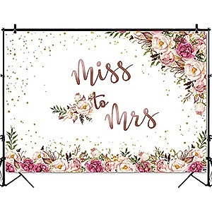 Mocsicka Miss to Mrs Wedding Backdrop Rose Gold Floral Bridal Shower Background Bride to Be Engagement Party Cake Table Decoration Banner Photo Booth Props (7x5ft)