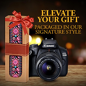 Art Tribute Pink Woven Camera Strap For All DSLR and SLR Camera, Embroidered Elegant Universal Neck & Shoulder Strap, BOHO Pattern. Best Gift for Photographers