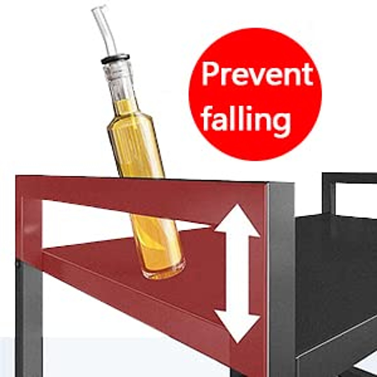 SIMCAS Extendable Microwave Oven Rack, 2-Tier Microwave Stand/Toaster Shelf Heavy Duty Kitchen Countertop Organizer Shelf, 160lbs Weight Capacity, Easy Installation Carbon Steel Upgraded Bearing,Black