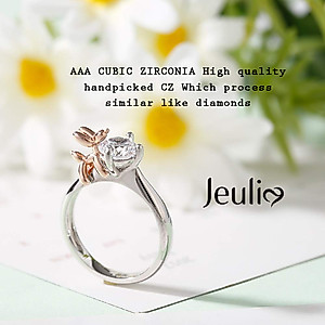 Jeulia Round Cut Silver Ring: Sterling Balloon Shape Dog Fashion Anniversary Promise Engagement Wedding Ring Set for Her with Gift Jewelry Box