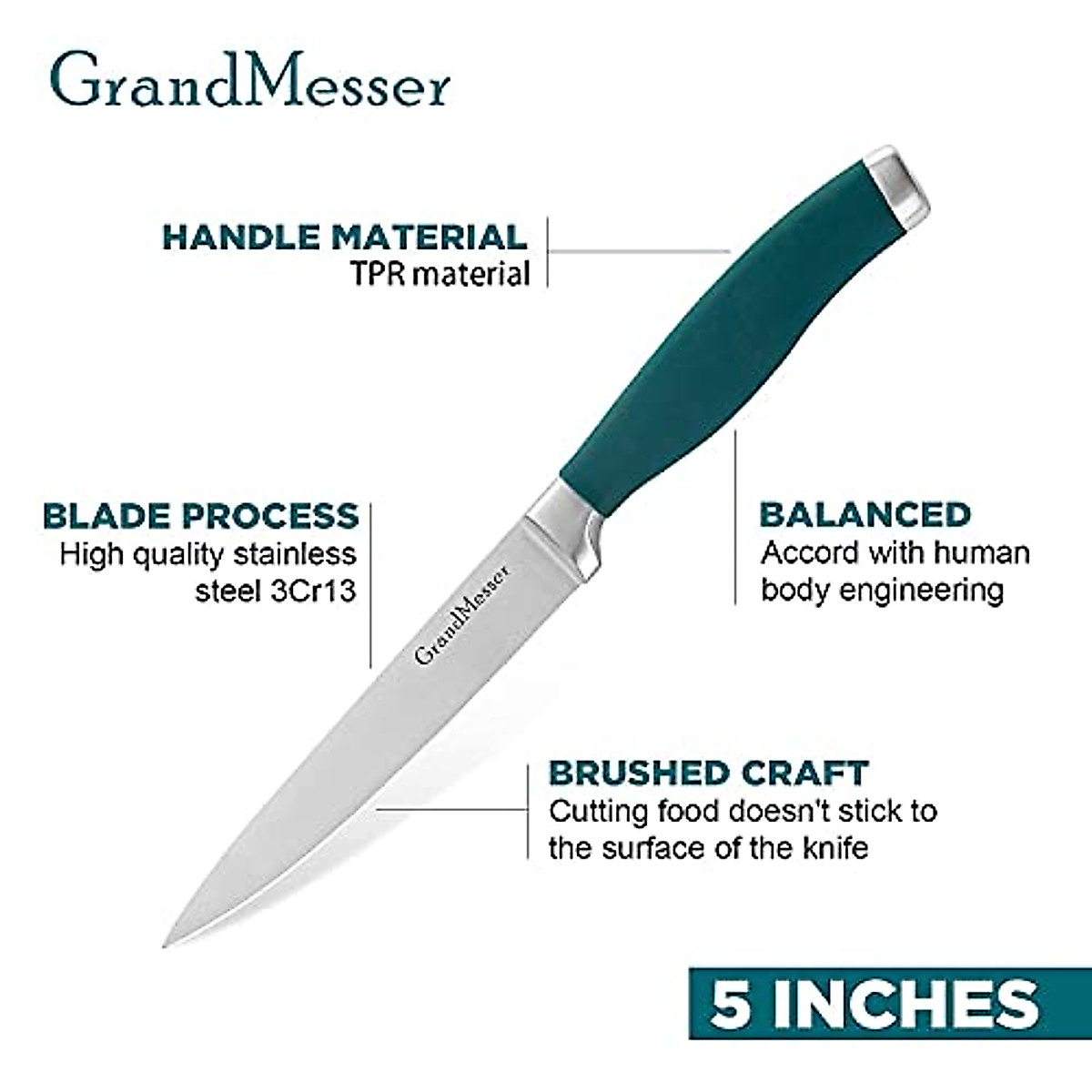 GrandMesser Chef Knife Set, 8" Chef's Knife & 5" Paring Knife with High Carbon German Stainless Steel Forging, Ergonomic Color Non-Slip Handle, Kitchen Knife with Gift Box.