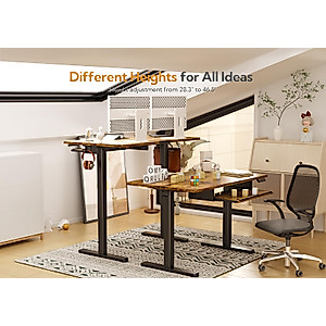 Claiks Standing Desk with Keyboard Tray, Standing Desk Adjustable Height, Raising Desks for Home Office and Computer Workstation, 48 Inches, Rustic Brown