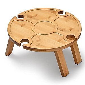 Prosumer's Choice Small Camping Foldable Table for Outdoor - Mini Picnic Table for Beach, Barbecue, Road Trip - Portable Camping Accessories, Wine Rack Collapsible Table