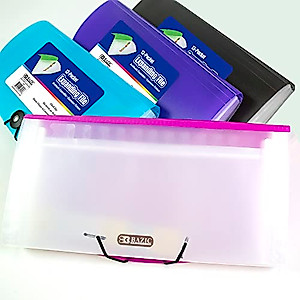 BAZIC Expanding File Folder 13 Pockets, Coupon Size Plastic File Folders w/Color Tabs Pocket, Home Office Supplies, Check Bills Receipts Organizer, 4-Pack