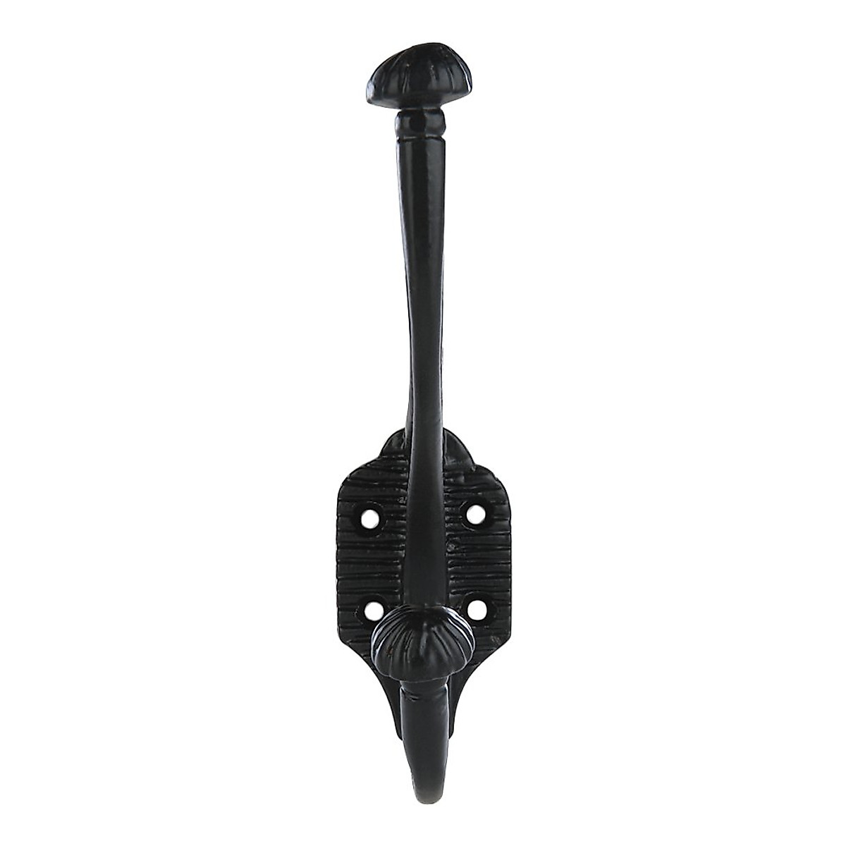 Set of 4 Heavy Duty Wall Mounted 6 Inch Double Coat Hooks in Black Powder Coat Finish Utility Solid Brass Decorative Hooks with Easy Installation Hardware