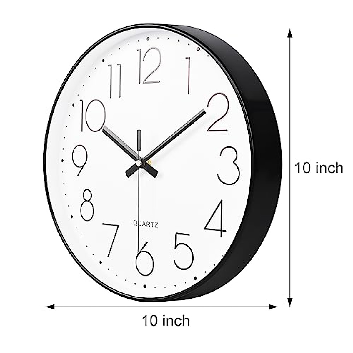Yoiolclc Wall Clock Silent Non-Ticking Modern Round Wall Clocks Battery Operated for Kitchen, School, Office (10 Inch, Black)