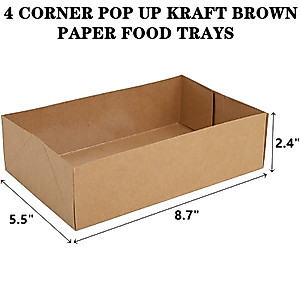 DEAYOU 50 Pack Paper Trays, Kraft Food Containers, Paperboard Food Box Tray for Party, Brown Fast Food Holders for Stadium, Theater, Nacho