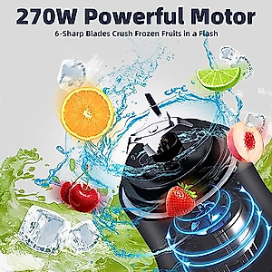 Portable Blender, BOSICTE Personal Size Blender for Shakes and Smoothies with 6 Blades, 20 Oz Mini Blender Cup with Travel Lid and USB Rechargeable for Office, Gym, Kitchen (Black)