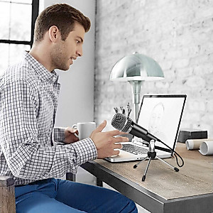 FIFINE USB Microphone, Plug and Play Home Studio USB Condenser Microphone for Skype, Recordings for YouTube, Google Voice Search, Games, for Windows and Mac-K668