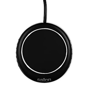 Salton LED Lit Coffee Mug & Tea Cup Warmer for Office, Gaming Lights or Candle Warming, Electric Beverage Warmer with Automatic Temperature Control, Black (SMW2094BKW)