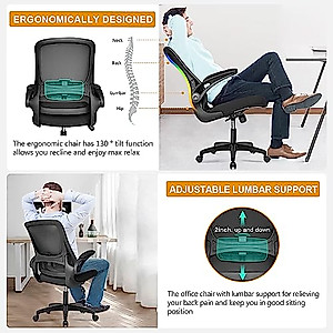QY Ergonomic Office Chairs Mesh Office Chair Adjustable Armrest Lumbar Support Lift Swivel Tilt Function Comfortable Mesh Computer Chair with Height Adjustment Swivel Executive Task Chair