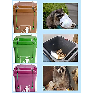 PIYAU Stainless Steel Rope+ PVC Trash Can Lid Locks (2), Garbage Trash Can Locks for Bear Animals Proof, Prevent Being Blown Over by The Wind