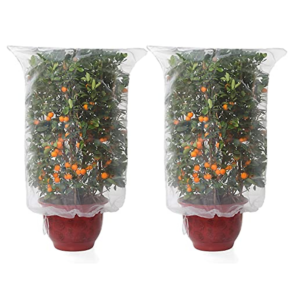 2 Pcs Insect Bird Barrier Netting Bag with Drawstring 2.6 x 3.3ft Garden Netting Bugs Plant Cover for Protect Tomato Blueberry Fruits Flower from Insect Bird Eating