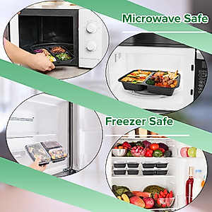 GUANFU [20 Pack] 34oz Meal Prep Container 3 Compartment, Reusable BPA Free Plastic Food Prep Containers with Airtight Lids, Microwave, Freezer & Dishwasher Safe Disposable Bento Boxes