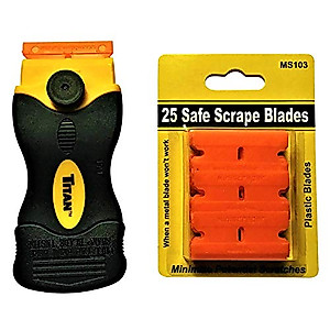 25 Plastic Double Edged Razor Blade and Titan Razor Scraper