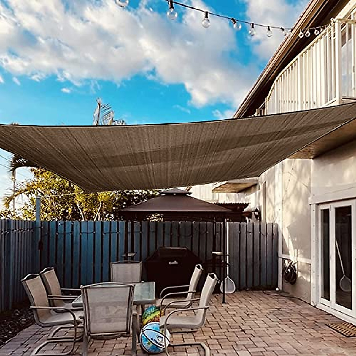 AwnPro Square Shade Sail 6' x 6' Canopy to Block Sunlight for Outdoor Patio Garden Patio Deck Pergola (Brown)