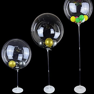 6 Set Balloon Column Kits, 43inch Tall Height Adjustable Reusable Clear Balloon Column Sticks Stands with Base for Table/Floor Centerpiece Holder for Baby Shower Graduation Party Decorations