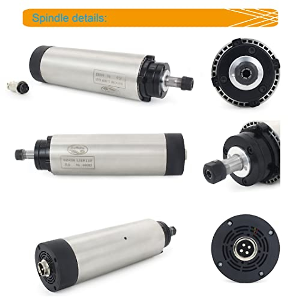 RATTMMOTOR 65mm CNC Spindle Motor Kit 1.5KW 220V Air Cooled Spindle Motor ER11 24000RPM 400HZ+1.5KW 2HP Single Phase to 3 Phase 220V VFD Inverter Variable Frequency Drive Converter for CNC Router