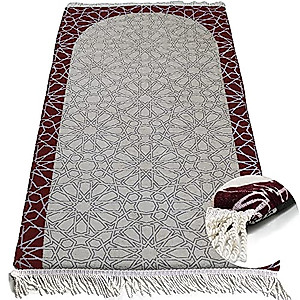 Modefa Turkish Islamic Prayer Rug - Foldable Orthopedic Foam Janamaz - Thick & Comfortable Padded Muslim Praying Mat for Men & Women - Ramadan or Eid Gift - Selcuk Star with Carry Case (Red)