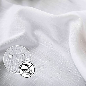 White Shower Curtain Liner Hooks Textured Sheer Linen Fabric Textile Faux Cotton See Through Heavy Duty Weighted Waterproof Simple Elegant Modern Farmhouse Shower Curtains for Bathroom Set 72x 72 Inch