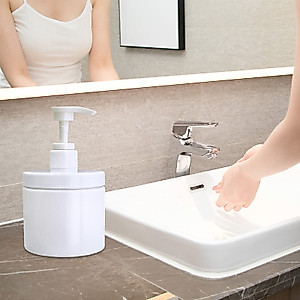 Cosywell Pump Bottle Dispenser Plastic Pump Bottles Refillable Bottles Wide Mouth Jar Style Empty Pump Bottles Bathroom Shower Containers for Lotion Shampoo Conditioner (White, 2X 500ml)