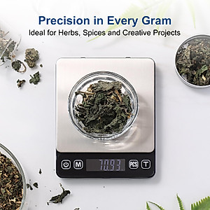 KitchenTour Digital Kitchen Scale - 500g/0.01g High Accuracy Precision Multifunction Food Meat Scale Jewelry Lab Carat Powder Scale with Back-Lit LCD Display(Batteries Included)