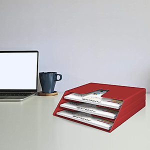 Acrimet Horizontal Triple File Folder Holder Organizer (Solid Red Color)
