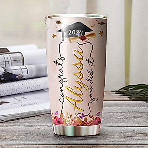 Personalized Graduation Tumbler for Her 2024, Unique Graduation Gifts for Women, Daughter, Sister, Girls, Friends, College, High School Graduation Class of 2024 Tumbler 20oz - 30oz