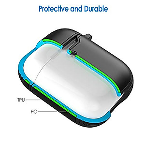 JETech Case Cover for AirPods (1st & 2nd Generation), PC and TPU, Protective Skin with Keychain (Black)