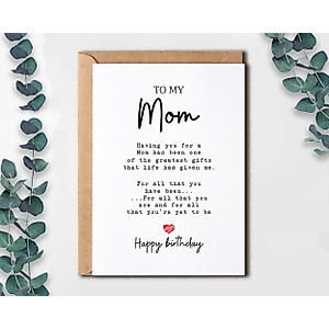To My Mom - Mom Birthday Card - Mom Is The Greatest Gifts In My Life - Birthday Card For Mom - Gift For Mom Card- Christmas Gifts For Mom
