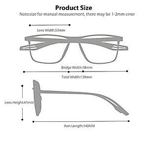 K.LAVER Photochromic Progressive Multifocus Reading Glasses Men Women Workspace Blue Light Blocker No Line Multifocal Readers With Spring Hinge TR90 Frame UV400 Protection Transition Sunglasses 2.5