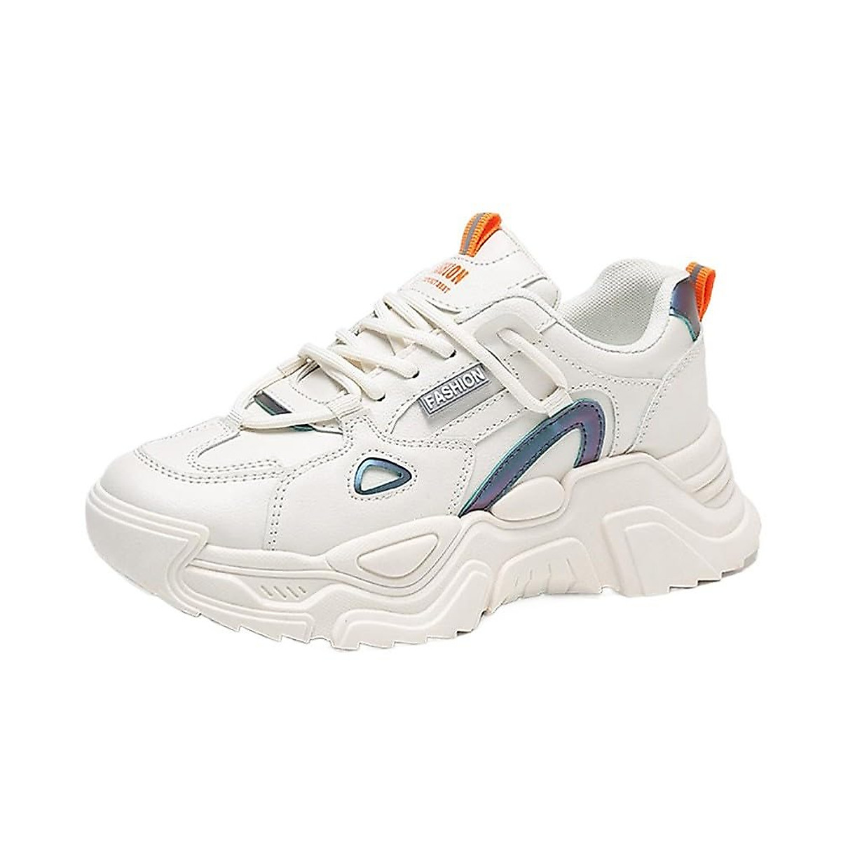 VV87 Women's PU Breathable Casual Walking Running Shoes Platform Fashion Sneakers Beige 6 US