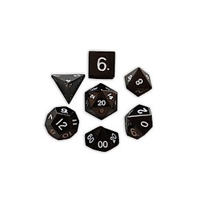 Norse Foundry Set of 7 Drow Black Full Metal Polyhedral Dice RPG Math Games DND Pathfinder
