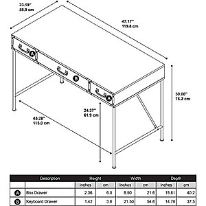 Bush Furniture Ironworks Writing Desk, 48W, Coastal Cherry