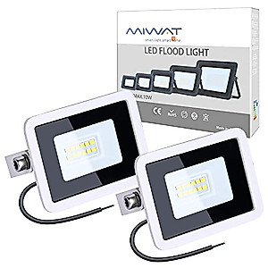 MIHEAL 2 Pack White 110V 10W LED Flood Light,Daylight White, IP68 Waterproof Super Bright Security Lights, Outdoor Floodlight for Yard, Garden, Playground, Basketball Court [Energy Class A++]