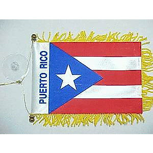 Puerto Rico Country Flag Mini Fringed Banner to Hang on Car Window