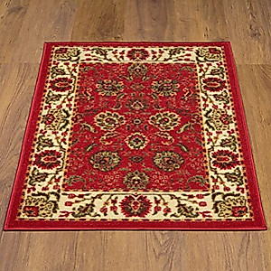 Ottomanson Ottohome Collection Non-Slip Rubberback Oriental Design 2x3 Indoor Area Rug/Entryway Mat, 2'3" x 3', Red