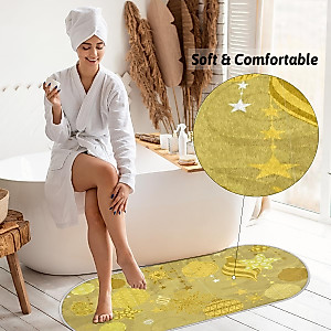 Tavisto Gold Christmas Fluffy Oval Shaggy Rugs for Bedroom Aesthetic Plush Floor Mat - Soft and Absorbent - Ideal for Living Room,Home Decor, and Playrooms