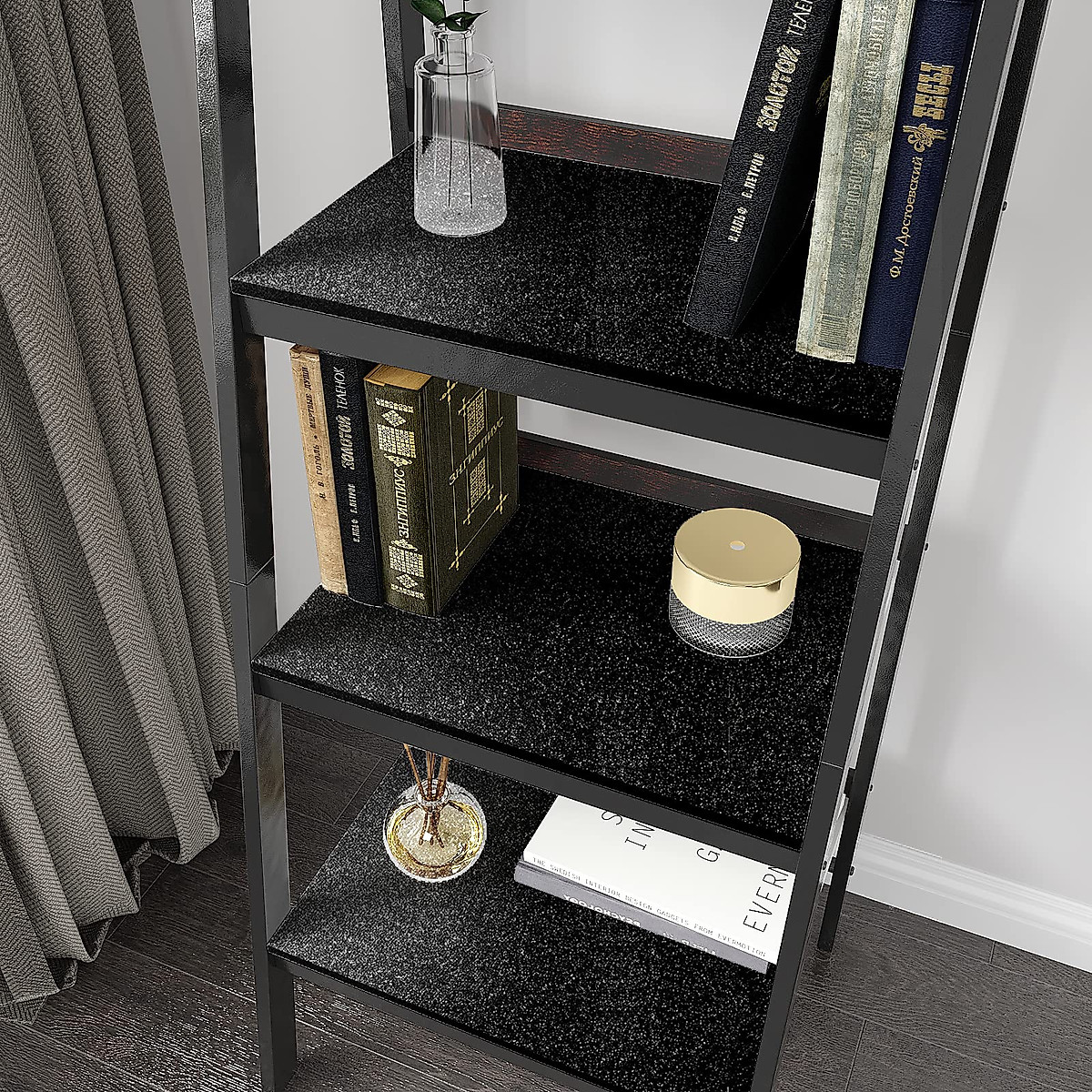 VEELIKE Black Glitter Wallpaper 15.7''x118'' Peel and Stick Sparkly Glitter Black Contact Paper Decorative Self Adhesive Removable Glitter Fabric Wall Paper Roll for Bedroom Wall Decor Cabinets