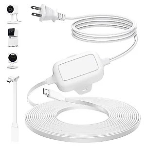 30FT Outdoor Power Adapter for WYZE Cam V4, WYZE Cam OG/V3/V3 Pro, L-Shape Micro USB Extension Cable for WYZE Cam Pan V3, Replace for WYZE Plug, IP67 Waterproof Flat Cable Charge Your WYZE Camera