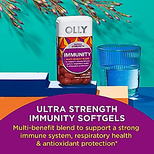 OLLY Ultra Strength Immunity Softgels, Immune and Respiratory Support, Zinc, Vitamin C + D, Supplement, 30 Day Supply - 60 Count