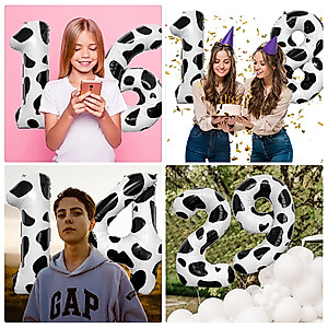 YFHVJTKO 40 Inch Cow Number 11 Foil Balloons 11 Celebration Decorations for Happy 11th Birthday Party Wedding Bridal Shower Engagement Photo Shoot Anniversary Decoration, Number 11 Black White Balloon