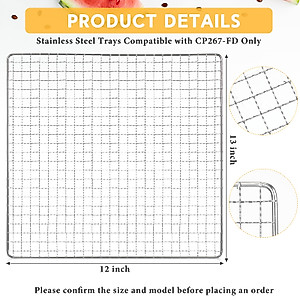 13 x 12 Inches Dehydrator Trays Compatible with CP267-FD Only Stainless Steel Dehydrator Drying Mesh Screens Stainless Steel Tray for Dehydrator Drying Fruit Food(4 Pcs)