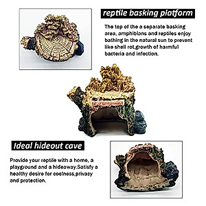 Reptile Hideout Cave,Lizard Hiding Cave Resin Rock Hideaway Habitat Aquarium Decor for Amphibians Lizard Hermit Crab Gecko Spider Frog Betta Fish Crayfish