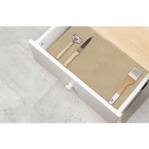 SteadMax Shelf Liner, 15 inches x 6 feet Total, Non-Slip Ultra-Grip Mats for Kitchen or Bathroom Shelves, Cabinets, Pantry, Tool Box, Non-Adhesive Drawer Liner, Durable, Strong, Ivory (2 Pack)